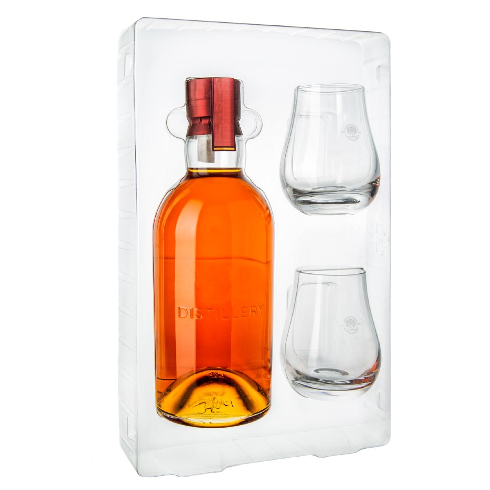 Spirits bottle and glass insert